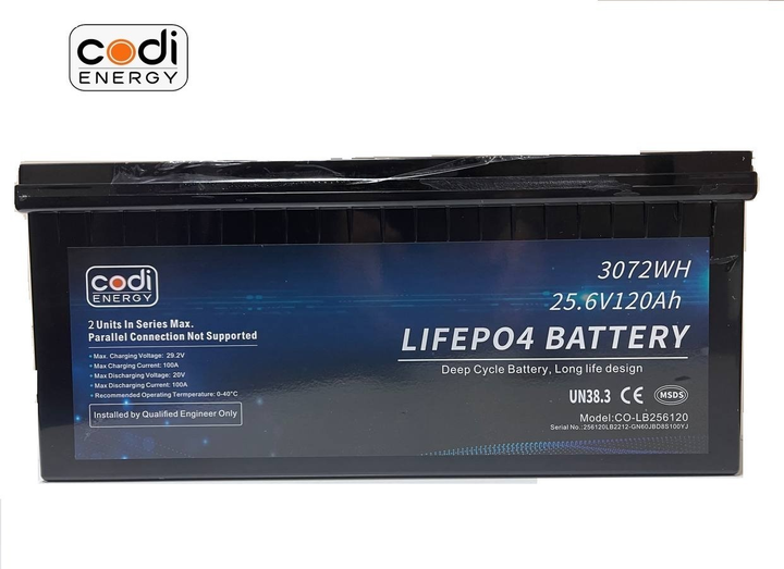 Аккумулятор Codi Energy LiFePO4 25.6В 120Ач (3072 Втч) литий железо ...