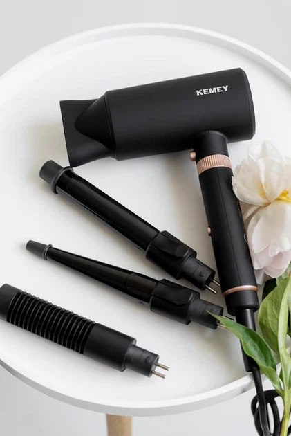 Професійний фен для волосся Kemey 4 в1 1600W з 4 насадками, 3 ...