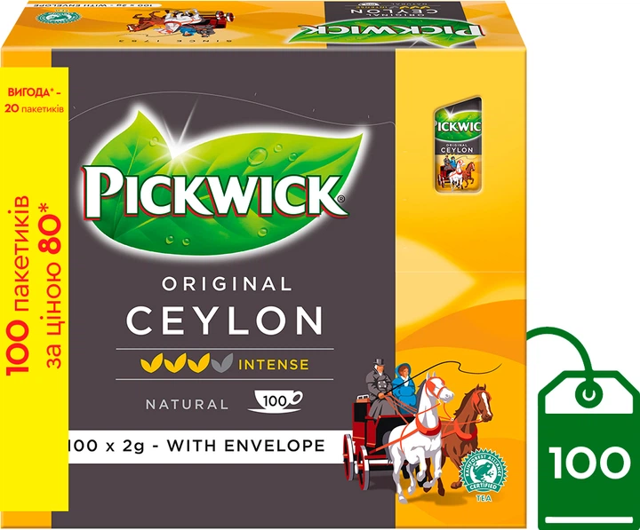 Чай чорний Pickwick Original Ceylon 100 пакетиків (8711000028742/ ...