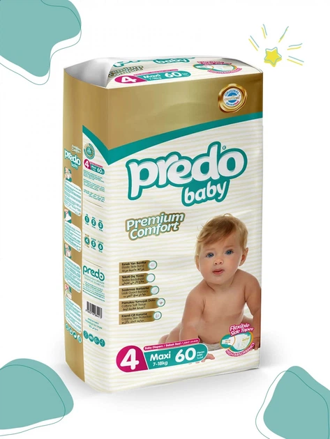 Підгузки Predo Baby Jumbo Maxi №4 від 7 до 18 кг 60 шт. – фото, отзывы ...
