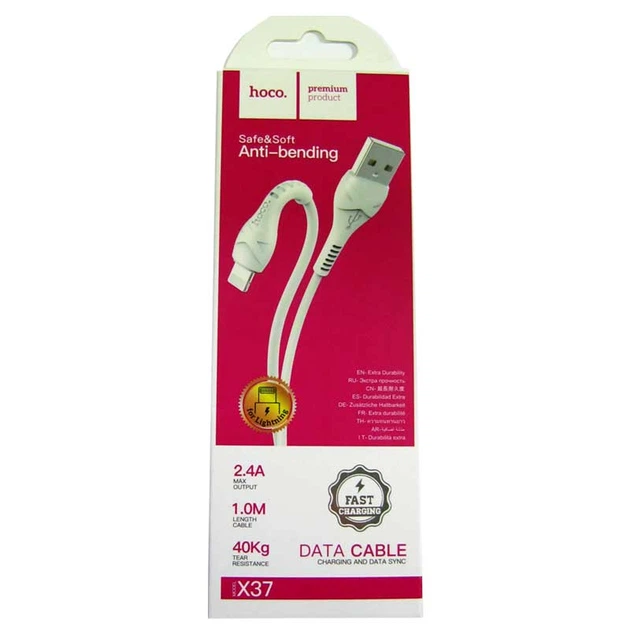 Кабель Lightning-USB HOCO X37 Cool Power 1.0м 2.4A white – фото, отзывы ...