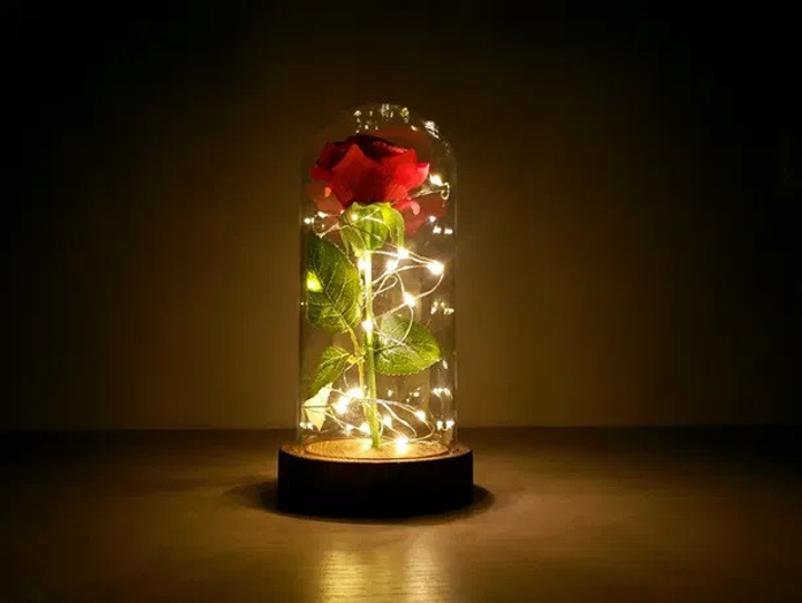 Роза в колбе Розовый с LED подсветкой (FG22) – фото, отзывы ...