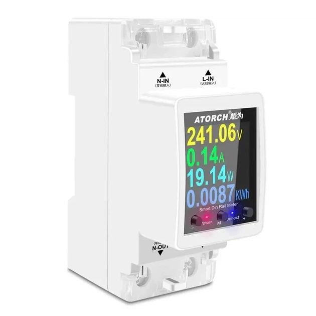 Умный счетчик Atorch AT2PW 100А DIN с WiFi, экраном и 5-мя видами ...