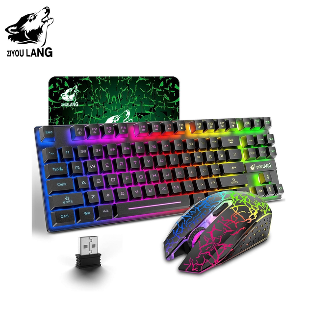 Беспроводной Игровой Набор Клавиатура + Мышь + Коврик ZIYOU LANG T87 ...