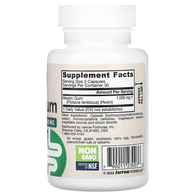 Смола мастикового дерева Jarrow Formulas Mastic Gum 500 mg 60 Veg Caps ...