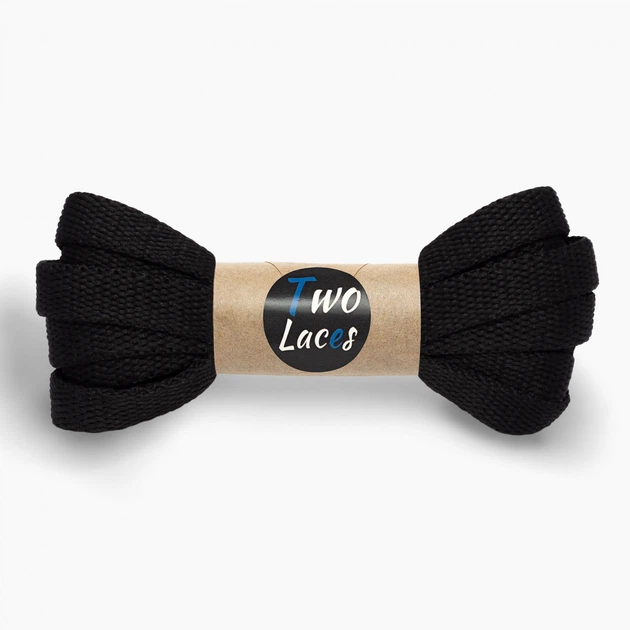 Шнурки для обуви TWO LACES плоские 10 мм, длина 140 см, черный ...