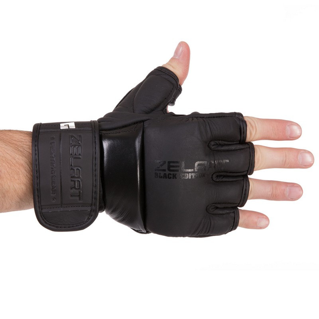 Перчатки для смешанных единоборств кожаные MMA Zelart Black Edition ...