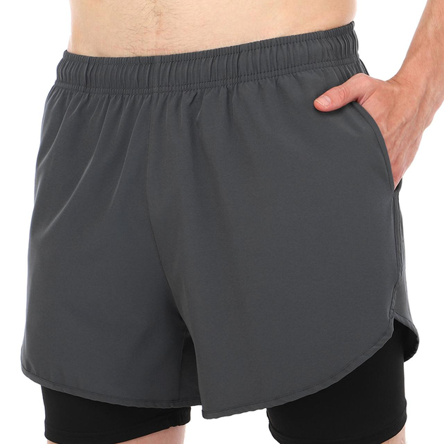 Шорты двойные мужские спортивные Zelart Fit 9015 размер 3XL (180-185 см ...