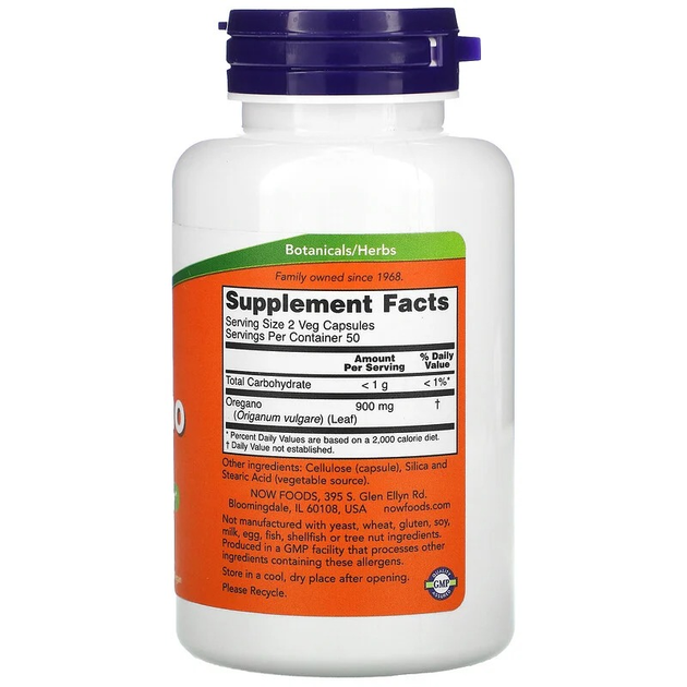Масло орегано, Oregano, Now Foods, 450 мг, 100 капсул, (NOW-04724 ...
