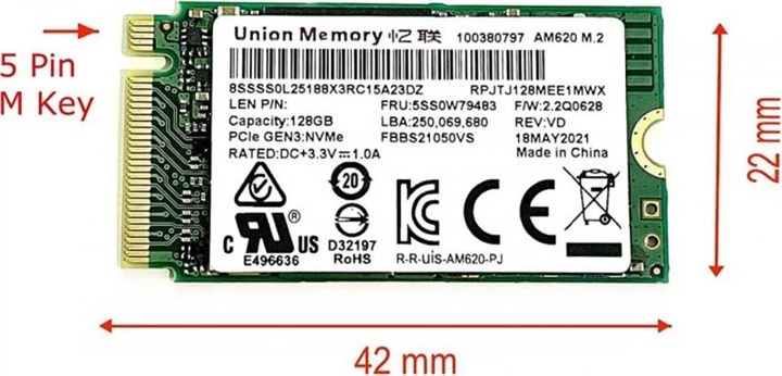 Накопичувач SSD 128GB Union Memory AM620 M.2 PCIe NVMe (SSS1B60642 ...