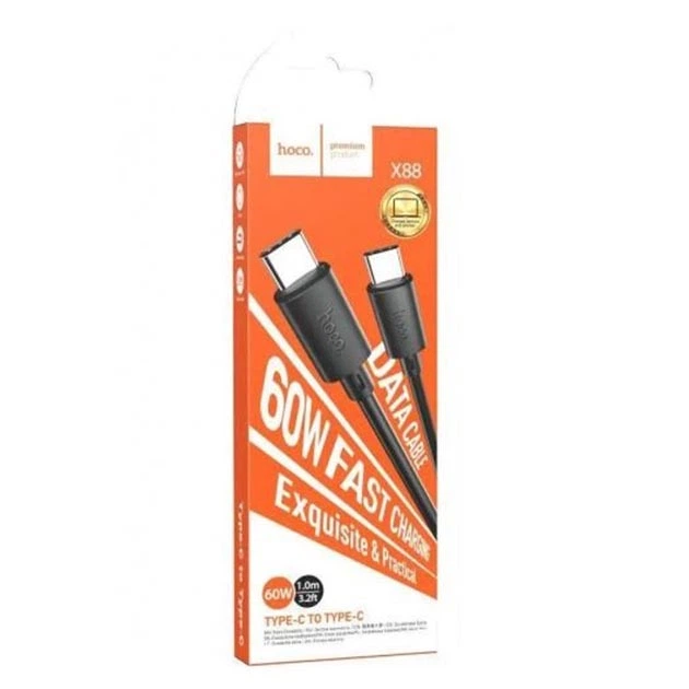 Кабель зарядки HOCO X88 (60W) (1M) Type-C -Type-C для телефона ...