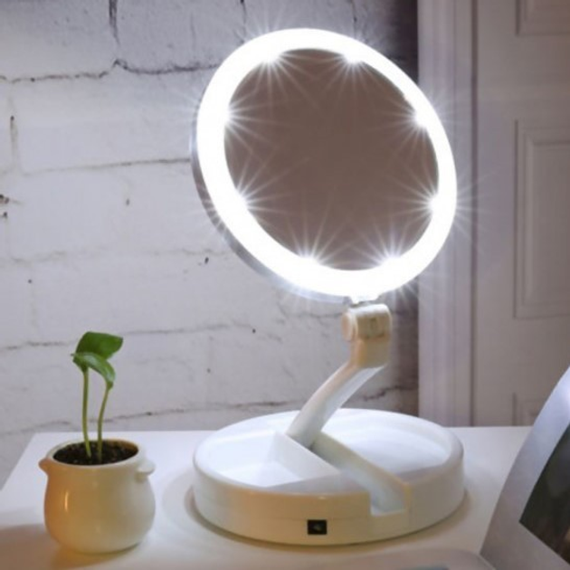 Круглое зеркало для макияжа с LED подсветкой настольное косметическое с ...