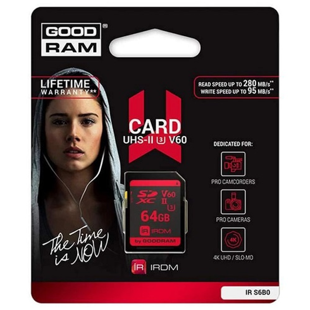 Карта памяти GoodRAM IR-S6B0-0640R11 Secure Digital 64Гб IRDM SDXC V60 ...