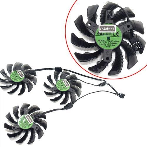 Вентиляторы 3шт 75мм 12В 4пин T128010SU GTX 980 1060 1070 1080 ...