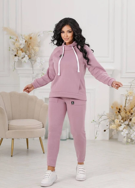 Теплий трикотажний костюм на флісі 020422 XL-2XL (52-54) Рожевий трикотаж тринитка – Брендовий ...