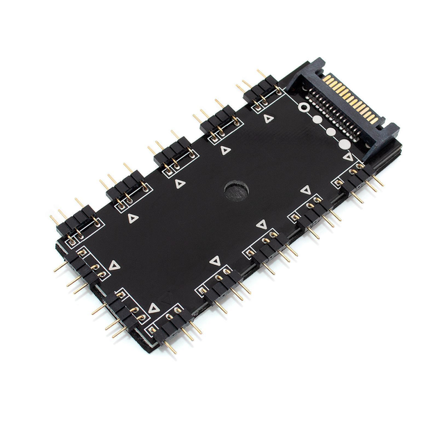 Хаб-разветвитель ARGB 5V/3pin питание SATA для ПК (ARGB Sync AURA ...