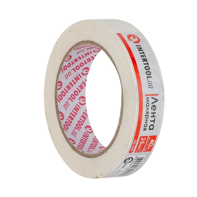 Стрічка малярська 25 мм, 40 м, біла INTERTOOL DM-2541 – фото, отзывы, характеристики в интернет ...