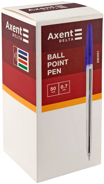 Набір кулькових ручок 50 шт. Delta by Axent Чорний 0.7 мм Прозорий корпус (DB2051-01) – фото ...