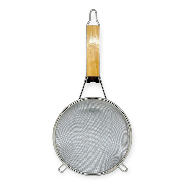 Друшляк-сито глибокий з нержавіючої сталі з дерев'яною ручкою d-18.5 см ...