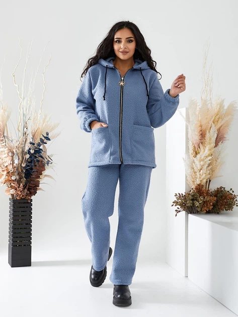 Женский утепленный повседневный костюм из эко-меха с капюшоном, Slazer ...