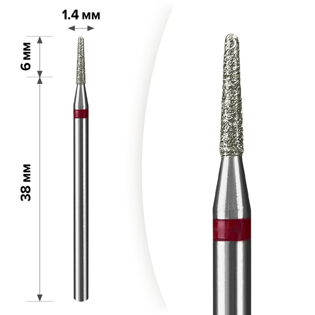 Алмазная фреза для маникюра Конус Mart M 058 Red 1 4x6 мм фото
