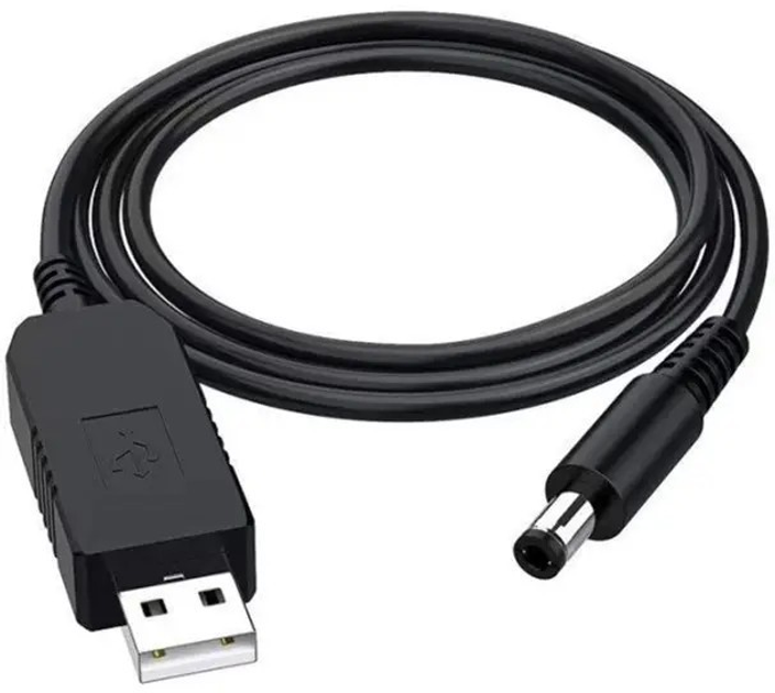 Кабель живлення роутера Usb Dc 12v 5 5 X 2 5 мм 1м Чорний фото