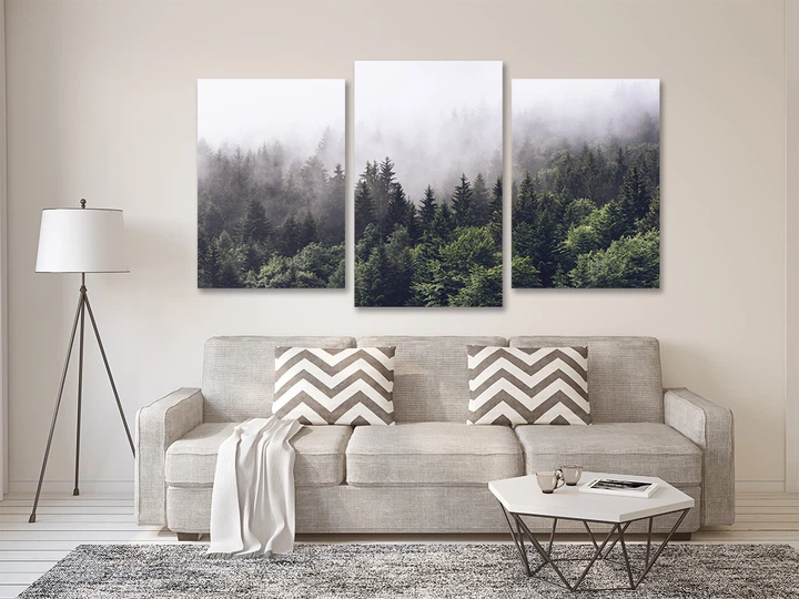 Модульна картина у вітальню спальню Ліс у тумані Art 514 3 100х150 см фото відгуки