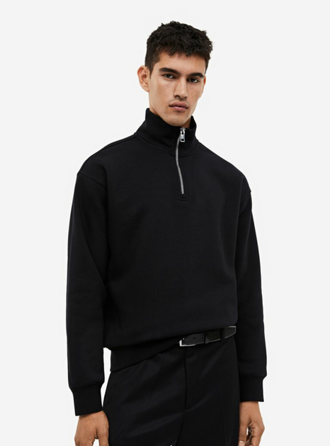 Чоловічий світшот Relaxed Fit H&M (56202) S Чорний – Брендовая одежда ...