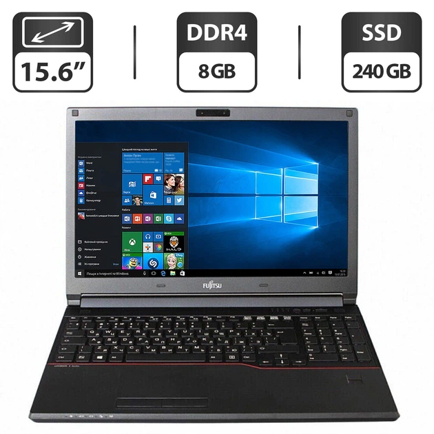 Ноутбук Fujitsu LifeBook E556 / 15.6" (1366x768) TN / Intel Core i5-6300U (2 (4) ядра по 2.4 - 3 ...