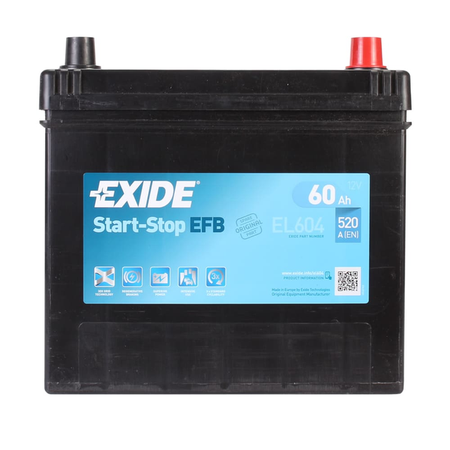 Автомобильный аккумулятор EXIDE EFB 6CT 60Ah Asia R+ EL604 – фото ...
