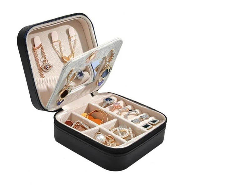 Органайзер для прикрас подвійний з дзеркалом 10х10х5 см Чорний 370186 від продавця Kanary в