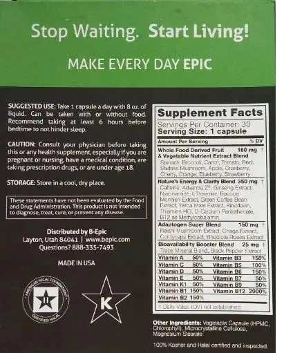 ELEV8 BEPIC - продукт клітинного харчування, біодобавка натуральна 30 капсул – фото, відгуки ...