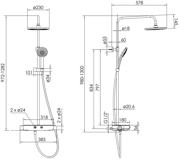 Душова система з термостатом IMPRESE Centrum W Т-15520 – фото, відгуки ...