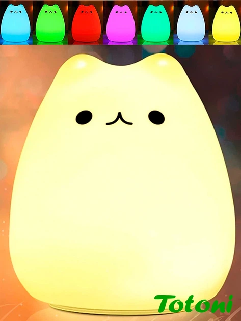 Силиконовый светильник - ночник Котит меняющий цвета со встроенным ...