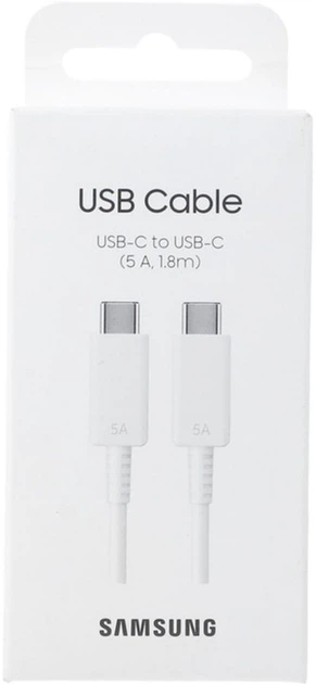 Кабель Samsung USB Type-C - USB Type-C 5A 1.8 м White (8806094257533 ...