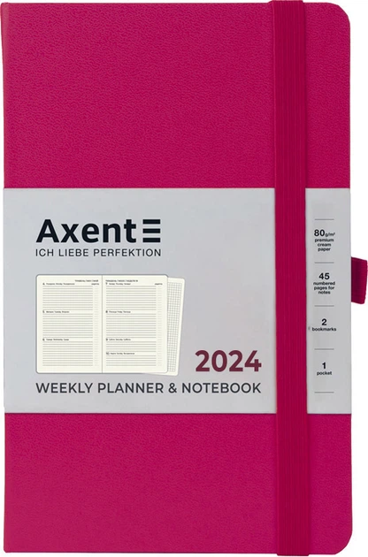 Еженедельник Axent Partner Strong 2024 12.5x19.5 см малиновый (8505-24-50-A) – фото, отзывы ...