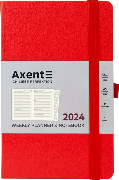 Еженедельник Axent Partner Strong 2024 12.5x19.5 см красный (8505-24-05-A) – фото, отзывы ...