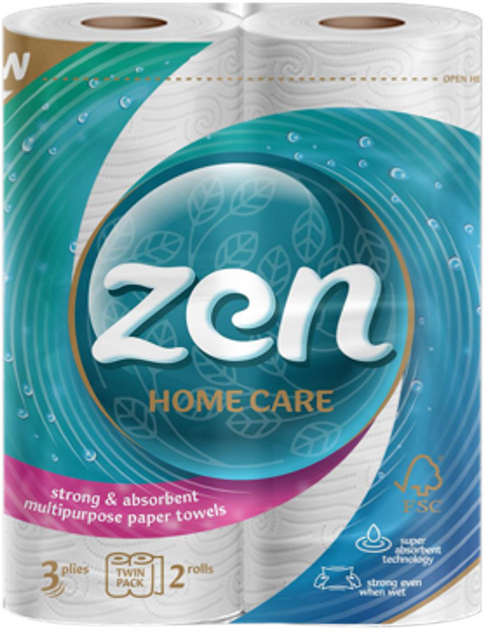 Бумажные полотенца Zen 3 слоя 11 м 50 отрывов 2 рулона (5944582100275 ...