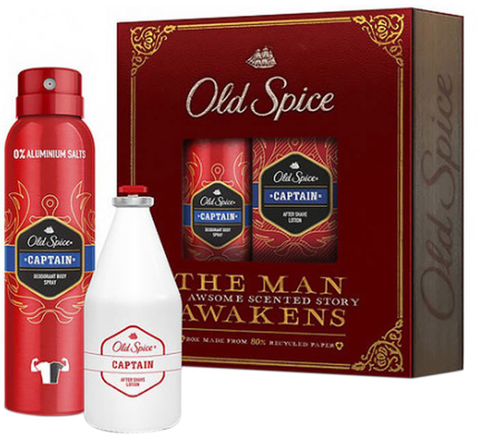 Набор Old Spice Captain Антиперспирант 150 мл + Лосьон после бритья 100 ...