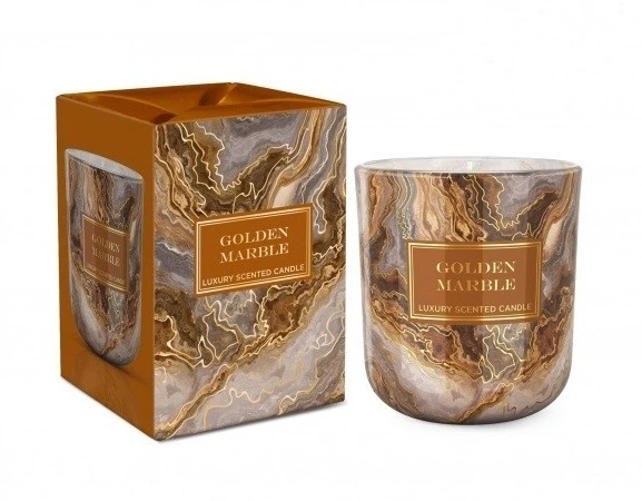 Свічка ароматизована в склі Bartek Candles Золотий мармур 150г фото отзывы характеристики в