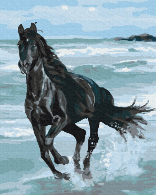 Картина по номерам Чёрная лошадь (BS29330) Brushme 40x50 см – фото ...