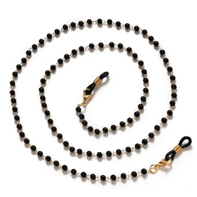 Ланцюжок для сонцезахисних окулярів із штучними перлами (70 см), чорний ...