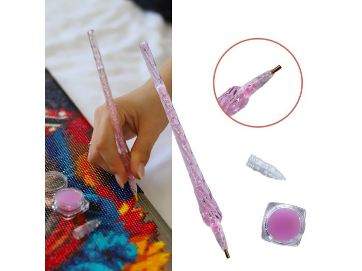 Стилус для алмазной мозаики с гель-клеем (STYL061), Brushme (розовый ...