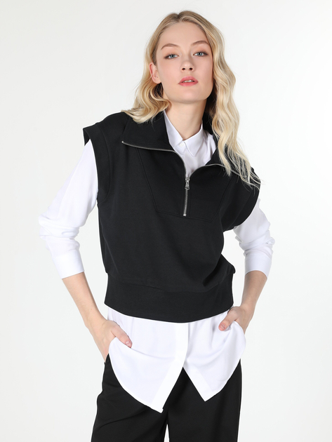 Толстовка на молнии без капюшона женская Colin's CL1059789BLK XS Black ...