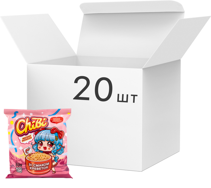 Упаковка Вермишели быстрого приготовления ChiBi со вкусом креветок 60 г ...