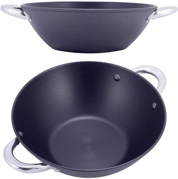 Казан чугунный "Wok", с антипригарным покрытием и аромо-крышкой Kamille ...