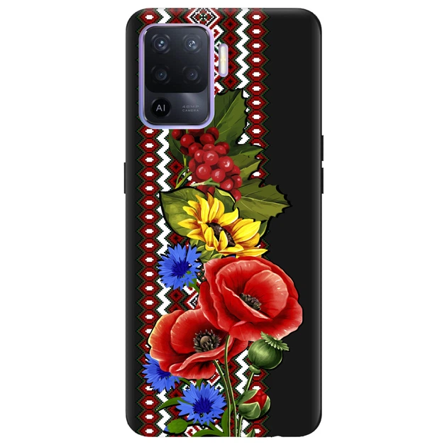 Чохол для Oppo Reno 5 Lite чорний матовий soft touch Ukraine ornament (16930050819341061) – фото ...