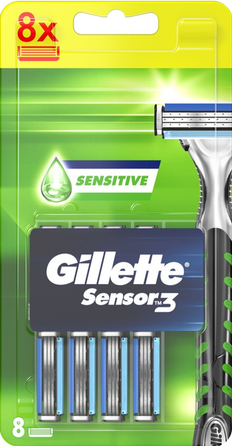 Станок для бритья Gillette Sensor 3 Sensitive с 8 сменными насадками ...
