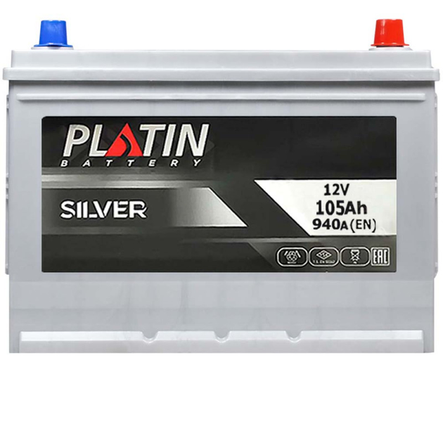 Автомобильный аккумулятор PLATIN Silver Asia SMF 105Ah 940A R+ (N70) н ...