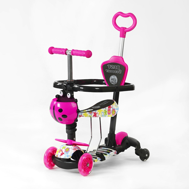 Самокат 5в1 Best Scooter с родительской ручкой и защитным бортиком ...